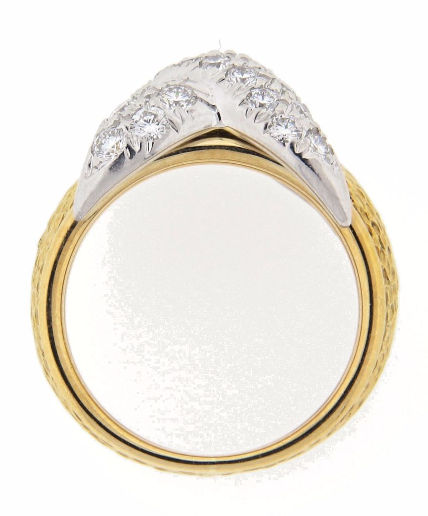 Tiffany & Co. Schlumberger “X” Pave Diamond Ring with Bark Style Shank ...